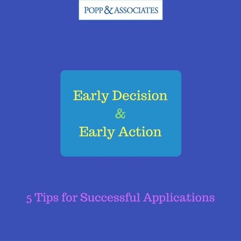 Early Decision & Early Action Checklist – Popp & Associates Early Decision & Early Action Checklist – Popp & Associates